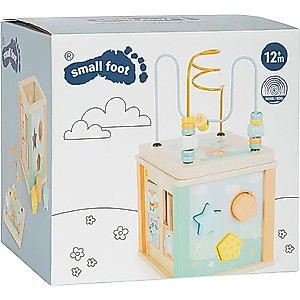 Small Foot Wooden Toys Pastel Activity Cube-Montessori Wooden Toys for Boys and Girls Ages 12+ Months-Perfect for Birthdays and Holidays, Multi