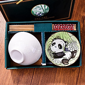 Ceramic Rice Bowls set, Lovely Panda Bowl Serving Soup Rice, As a Good Gift (2)