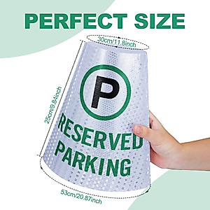 Oudain 8 Pack Reserved Parking Cone Sleeve Bright Reflective Reserved Sign 360° High Visible Message Sleeve Reserved Parking Signs for Traffic Safety Cone Driveway Road Commercial Residential Area