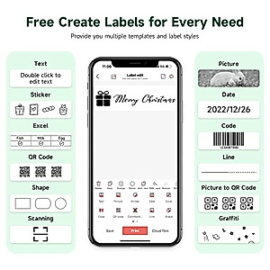 Ecokra Bluetooth Label Maker Machine with Tape,P15 Mini Thermal Label Maker for Organizing,Portable Desktop Label Printer,Sticker Printer with Multiple Templates for Office,Home,Kitchen,School