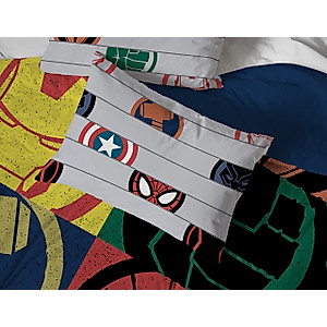 Jay Franco Marvel Avengers Emblems Queen Sheet Set - 4 Piece Set Super Soft and Cozy Kid’s Bedding - Fade Resistant Microfiber Sheets (Official Marvel Product)