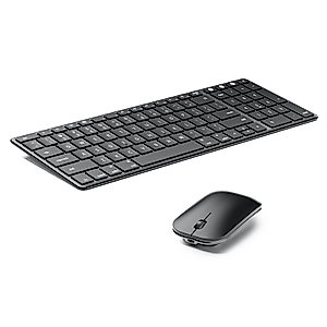 Wireless Bluetooth Keyboard and Mouse Compatible for Mac, seenda Stainless Steel Multi-Device Keyboard and Mouse Rechargeable with Number Pad, Compatible for Mac, iPad, iOS, Buetooth Keyboard