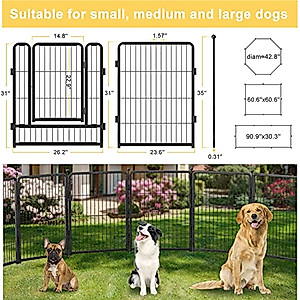Mr IRONSTONE Dog Playpen with Anti-Rust Surface, Foldable 8/16 Panels 32" Height Dog Fence Exercise Pen, Indoor/Outdoor Puppy Pen Pet Playpen for Small/Medium/Large Dogs