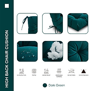 YOOZEKU Outdoor/Indoor High Back Chair Cushion,Waterproof All-Weather Stuffed High Rebound Foam Adirondack Chair Cushion,Seat/Back Chair Cushion for Outdoor Furniture,Dark Green
