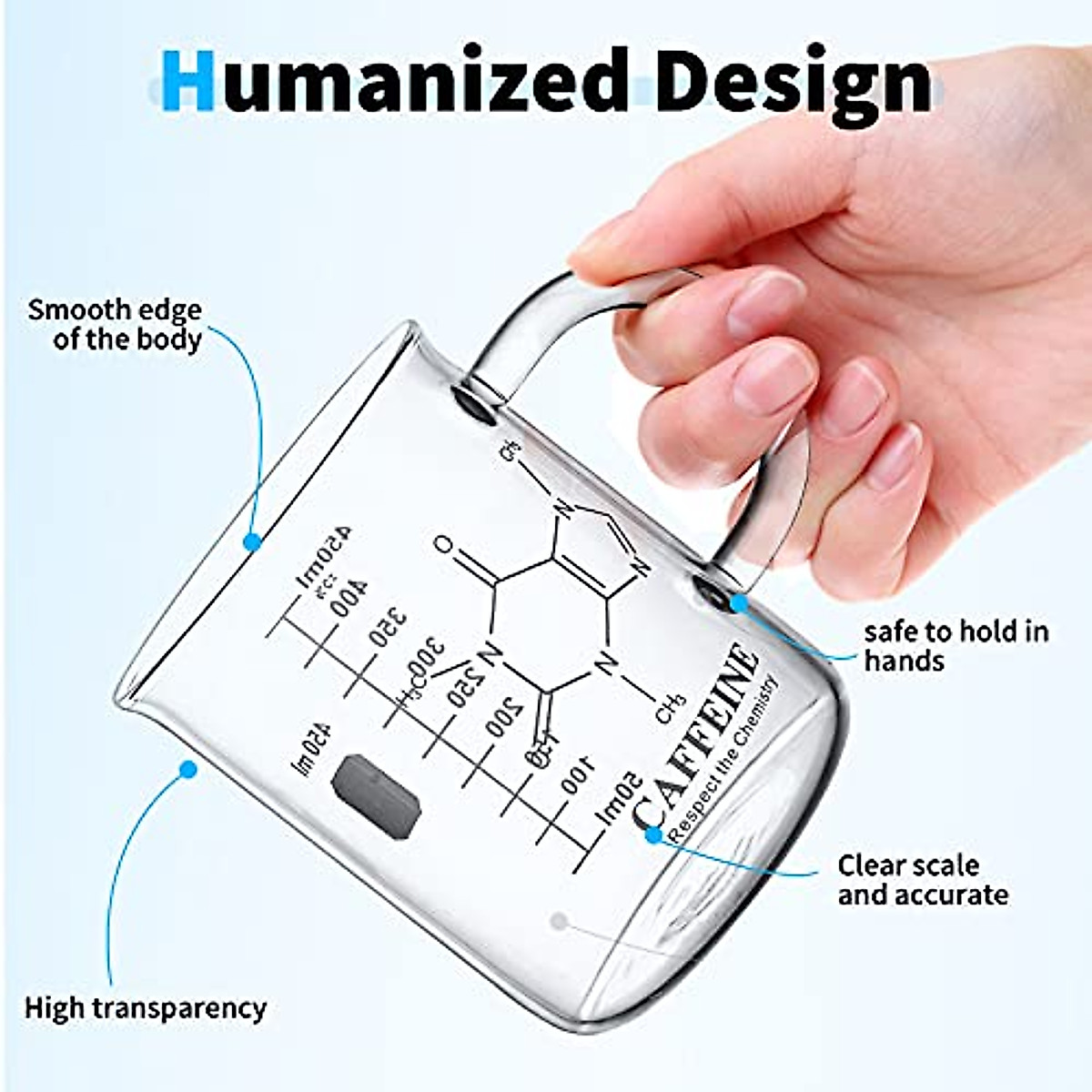 PSZEZNZ Caffeine Beaker Mug,Caffeine mug, Funny coffee mug,Coffee Mugs,Measuring for Coffee, Graduated Beaker Mug with Handle16 oz (450ml)