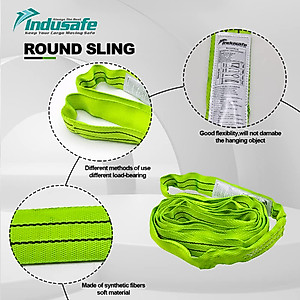 Indusafe 6FT Endless Round Slings, 2” Spanset Round Slings, Polyester Endless Loop Lifting Straps, 5300lbs Vertical Capacity, Heavy Duty Rigging Strap for Lifting and Towing (Green)