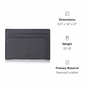 TUMI - Nassau Money Clip Card Case Leather Wallet for Men - Money Clip and 2 Card Pockets - Slim Profile - Textured Grey