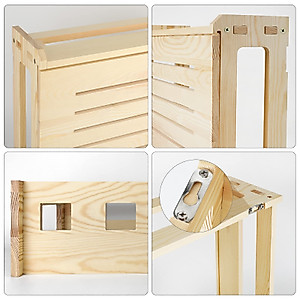 BEARUT Wooden Router Shelf Wall Mount WiFi Router Storage Box Modem Cable Router Cover Organized Power Strip Cable Management Hider Rack Need Assembly 14.9 * 9.8 * 5.4 in (L* H * W)