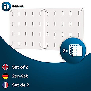 iDesign Cade BPA-Free Plastic Modular Hanging Pegboard Organizer Grid, 26" x 13" x 0.5", Matte White