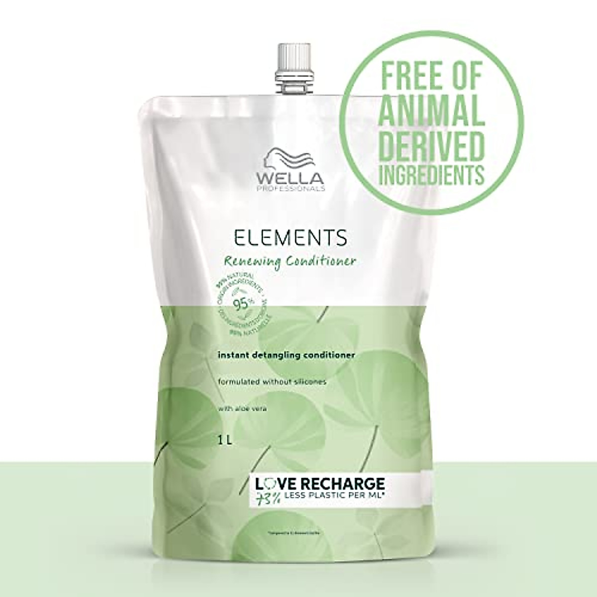 Wella Professionals Elements Gentle Renewing Conditioner| Gentle, Silicone-Free| Instant Detangling Conditioner| 1 Liter Pouch | 33.8 Fl Oz