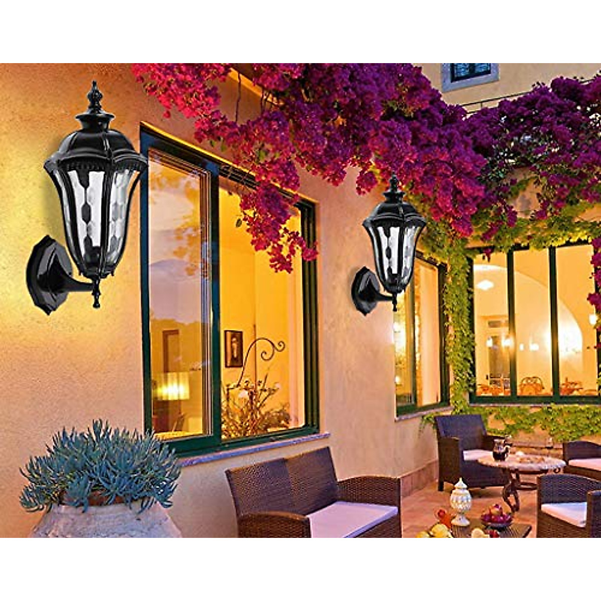 LED Wall Lamp, Transparent Glass Lampshade Street Light, Home Courtyard Waterproof Wall Light, for Aisle Garden Villa Outdoor, Pack of 2