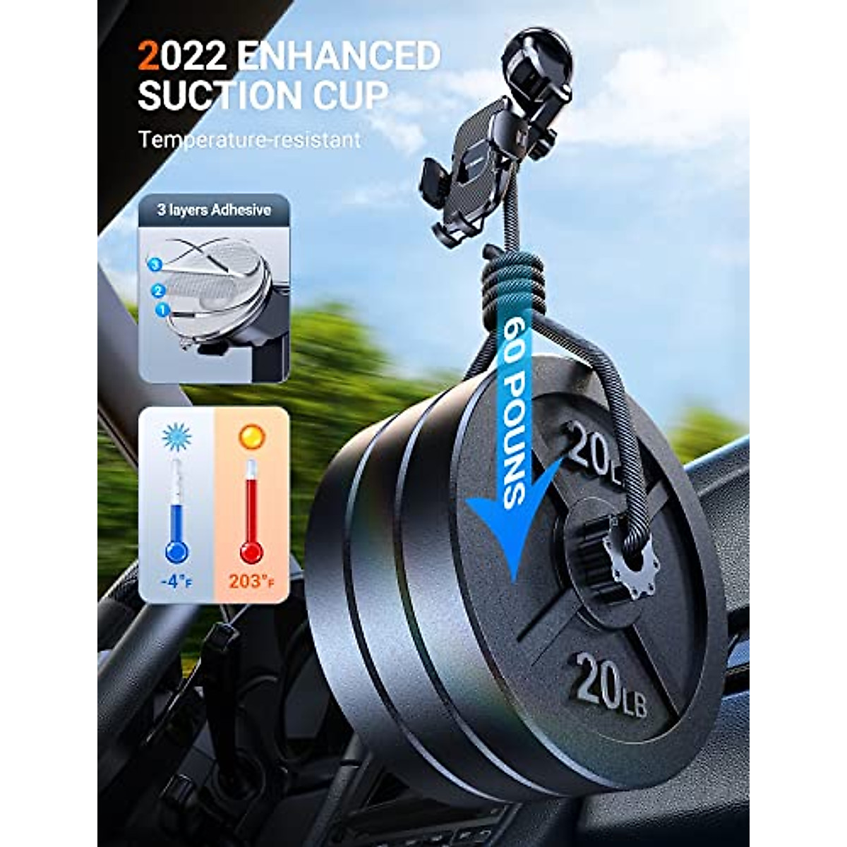 TORRAS [Ultra-Durable Cell Phone Holder for Car, Universal Car Phone Holder Mount Dashboard Windshield Vent Compatible with iPhone 14 13 12 11 Pro Max, Samsung Galaxy S20+ Ultra S10 Note Plus