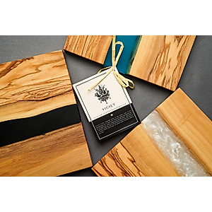 Italian Oliver Wood Cheese board, Charcuterie board Resin board, Kitchen decor, Resin art, Epoxy (Black Zircon)