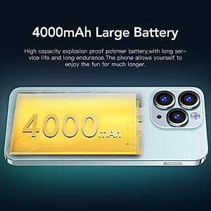 VBESTLIFE 6.1in Unlocked Smartphone 3G Cell Phone for Android, 6.1in HD Screen Dual Card Dual Standby Mobile Phone, 4000mAh Large Battery, Three Card Slots, Face Unlock(Blue)