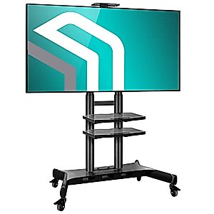 ONKRON Mobile TV Stand for 50" - 86" TVs up to 200 lbs - Adjustable TV Stand Portable - max VESA 800x500 - Tall TV Stand with Wheels/Mobile TV Cart Rolling TV Stand on Wheels Black