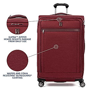 Travelpro Platinum Elite Softside Expandable Checked Luggage, 8 Wheel Spinner Large Suitcase, TSA Lock, Men and Women, Bordeaux Red, Checked Large 29-Inch