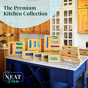 Neat Diva 5 Piece Bundle includes a 4 Piece Set of Ziplock Bag Organizers plus a 2-in-1 Foil and Plastic Wrap Organizer, Aluminum Foil Organization Storage Bag Organizer Kitchen Drawer