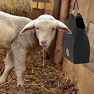 Kaulhp Goat Hay Feeder, Hay Bag for Goats Small Front Hole Bags for Nigerian Dwarf Goat, Less Hay Waste Tote Bag for Traveling,for Sheep Fair, Paddock, Stalll (Black)