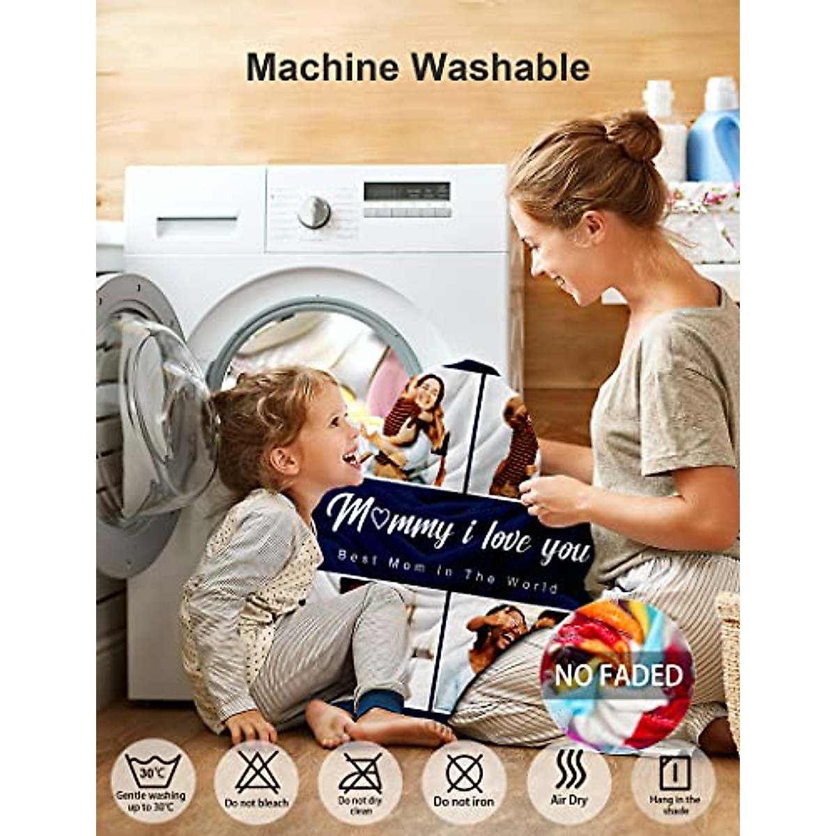 Juantao Custom Blanket with Photo Personalized Picture Throw Blanket Customized Best Mom Ever Blanket Mothers Day Birthday for Mom Grandma Women