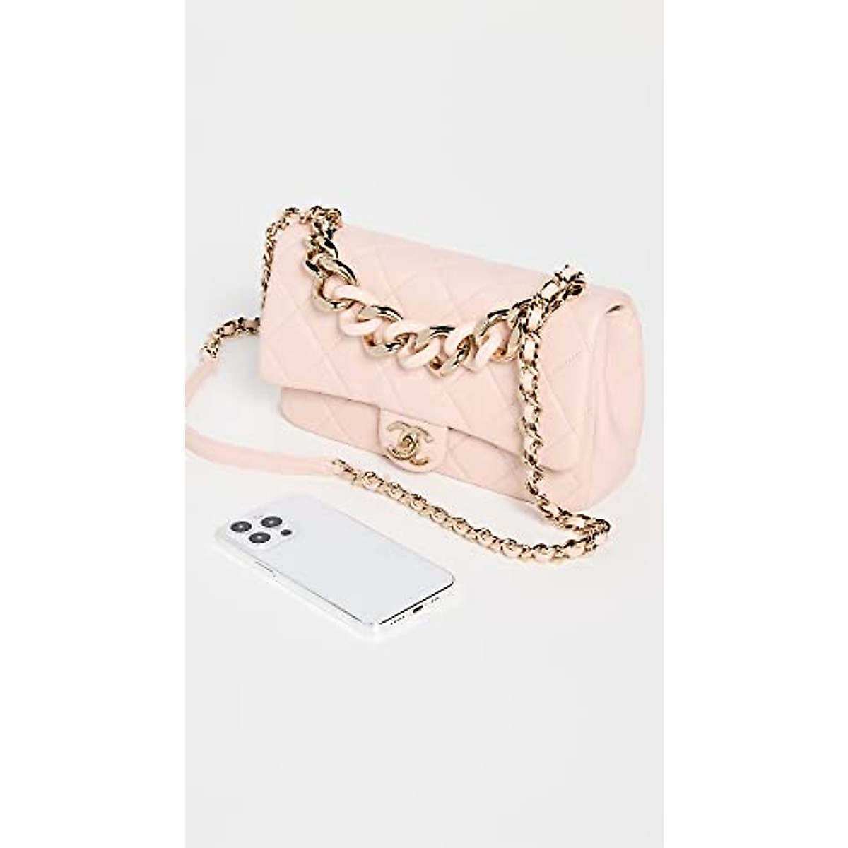 CHANEL Women's Pre-Loved Pink Lambskin Half Flap 9" Bag, Pink, One Size
