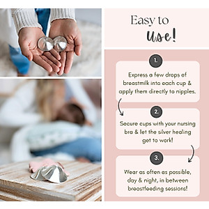 Cradle & Grace Pure 999 Silver Nursing Cups & Carrying Case | Silver Nipple Covers Breastfeeding Kit for All-Natural Healing | Silver Nipple Shields for Nursing Moms | Sore Nipple Relief Breastfeeding