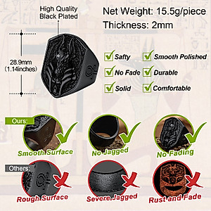 FaithHeart Old-school Women Anubis Band Ring Stainless Steel Shield Shape Ankh Protection Jewelry