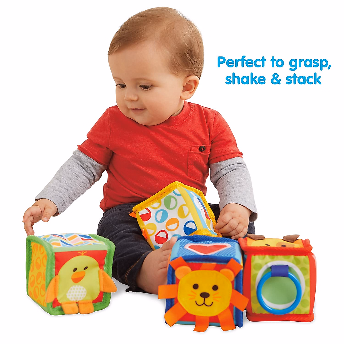 Kidoozie Discovery Soft Blocks for Infants and Toddlers Ages 3-18 Months - Textures, Shapes and Sounds to Engage The Senses
