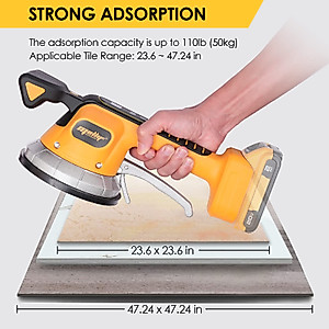Tile Vibration Leveling Machine, Mellif Tiler Vibrator Tool for Dewalt 20V Max Battery (NOT Included) with Ten Adjustable Speed & Suction Cup & Digital Display & Lock Design for Floor | Tile | Wall