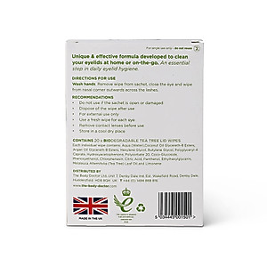 The Eye Doctor Tea Tree Eyelid Wipes - 40x Cleansing Lid Wipes Suitable for Dry Eye Blepharitis MGD & Demodex - Tea Tree, Coconut & Argan Oil