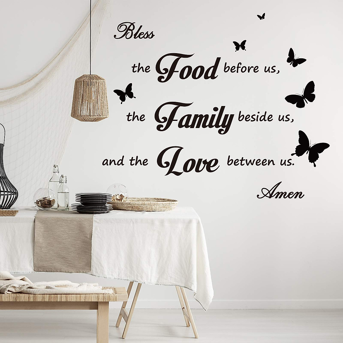 Kitchen Wall Decor Kitchen Wall Stickers Dining Room Wall Decor Dinner Prayer Wall Decor Bless The Food Before US Sign Prayer Room Table Decor Family Stickers for Home Wall Decorations(2)