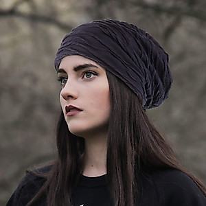 SATINIOR 4 Pieces Wrinkled Beanie Cap Slouchy Baggy Beanie Skull Hat for Winter/Autumnc