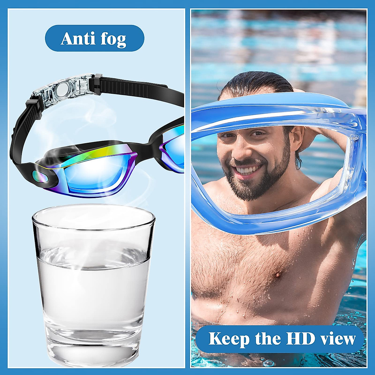 Konohan 8 Pack Swim Goggles No Leaking Swimming Goggles for Adult UV Protection Pool Goggles with Nose Clip Earplug(Cute Colors)