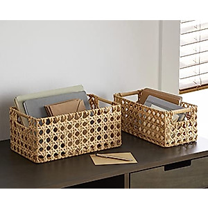 Natural Cane Weave Basket Set, 2-Piece - Easy to use