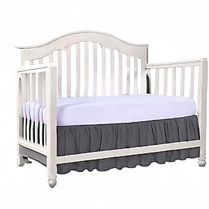 Crib Skirt Split Corners 100% Natural Cotton Crib Skirt Dust Ruffle 4 Sides Perfect Nursery Bedding for Baby Boy or Baby Girl, Fit All Standard Crib Dark Grey Solid - 28" x 52" 14" Drop