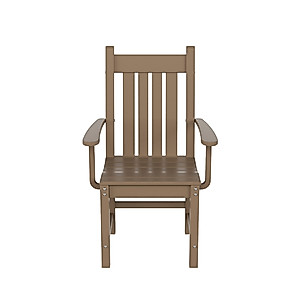 WestinTrends Malibu Classic Outdoor Dining Chairs with Arms, All Weather Poly Lumber Adirondack Patio Chairs Restaurant Bistro Chairs Support 350 LBS, Arched Backrest and Curved Seat, Weathered Wood