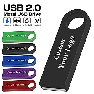 10 Pack 2GB Custom USB Flash Drives Personalized Your Logo, Customize Name Logo Metal USB Pendrive Memory Stick,Customize Logo USB 2.0 for Company Ads Wedding Photography Vedio Gift (Green 2GB)