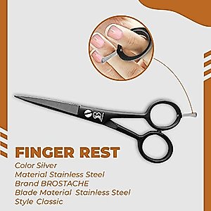 BROSTACHE Beard & Mustache Scissors for Men 5”, 2 comb & Leather Travel Pouch , Hand forged with Bevel edge For precision, Grooming Kit for Men with Extremely Sharp Scissors & Adjustable Screw