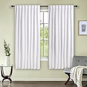 HOMIDATE Set of 2 White Cotton Curtains - 50x96 Inch with Tab Top Style – with Khadi Heavy Textured - Ideal for Window, Bathroom and Living Room Décor