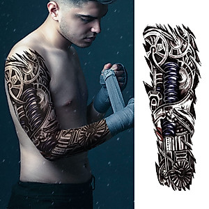 PUNKTUM Temporary Tattoos for Men and teens 12 sheets (L19“xW7”), Full Arm Temporary Tattoos for Halloween Realistic Sleeve Tattoos Waterproof and Long lasting