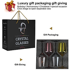 Mongshin 16 oz Premium Multi-Color Stemmed Wine Glasses -Colored Wine Glasses Gift for Wedding, Mothers -Luxury,Durable,Colourful Glasses Collection(set of 4)