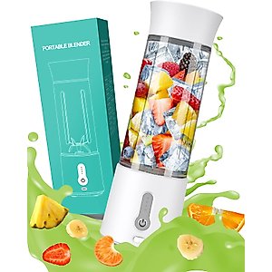 Portable Blender, Portable Blender for Shakes and Smoothies, Personal Size Blender for Shakes and Smoothies with 6 Blades, 17 Oz USB Rechargeable Mini Blender shake Smoothie for Kitchen/Travel/Gym
