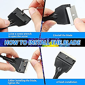 Aquarium Algae Scraper Cleaner Tool Kit with 5 Stainless Steel Blades Fish Tank Scraper Long Handheld Aquarium Cleaning Tool Remove Thick Residue for Fish Reef Plant Glass Tank, 21.65 Inch