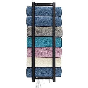 Towel Racks for Bathroom, Towel Racks for Bathroom Wall Mounted, Bath Towel Holder, Bathroom Organizer, for Rolled Bath Towels, Hand Towels, Washcloths in Small Bathroom/RV/Camper(Black)