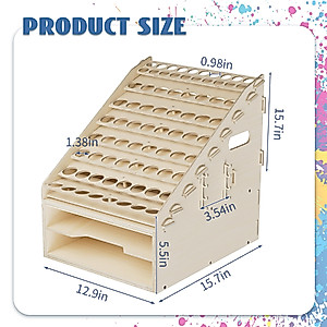 Gtouse Wooden Paint Storage Organizer, Citadel Paint Holder for 76 Bottles of Paints and 16 Paint Brushes Holder, 8-Tiers Craft Paint Storage Rack with 2 Cabinets for Art Tools for Artists
