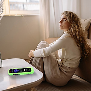 2 Pack Remote Cover for Roku TV Remote Control, Battery Cover for TCL Hisense Roku TV Steaming Stick 4k 4K+ Roku Voice Remote, Universal Silicone Sleeve Case with Glow in The Dark (Blue/Green 2pcs)