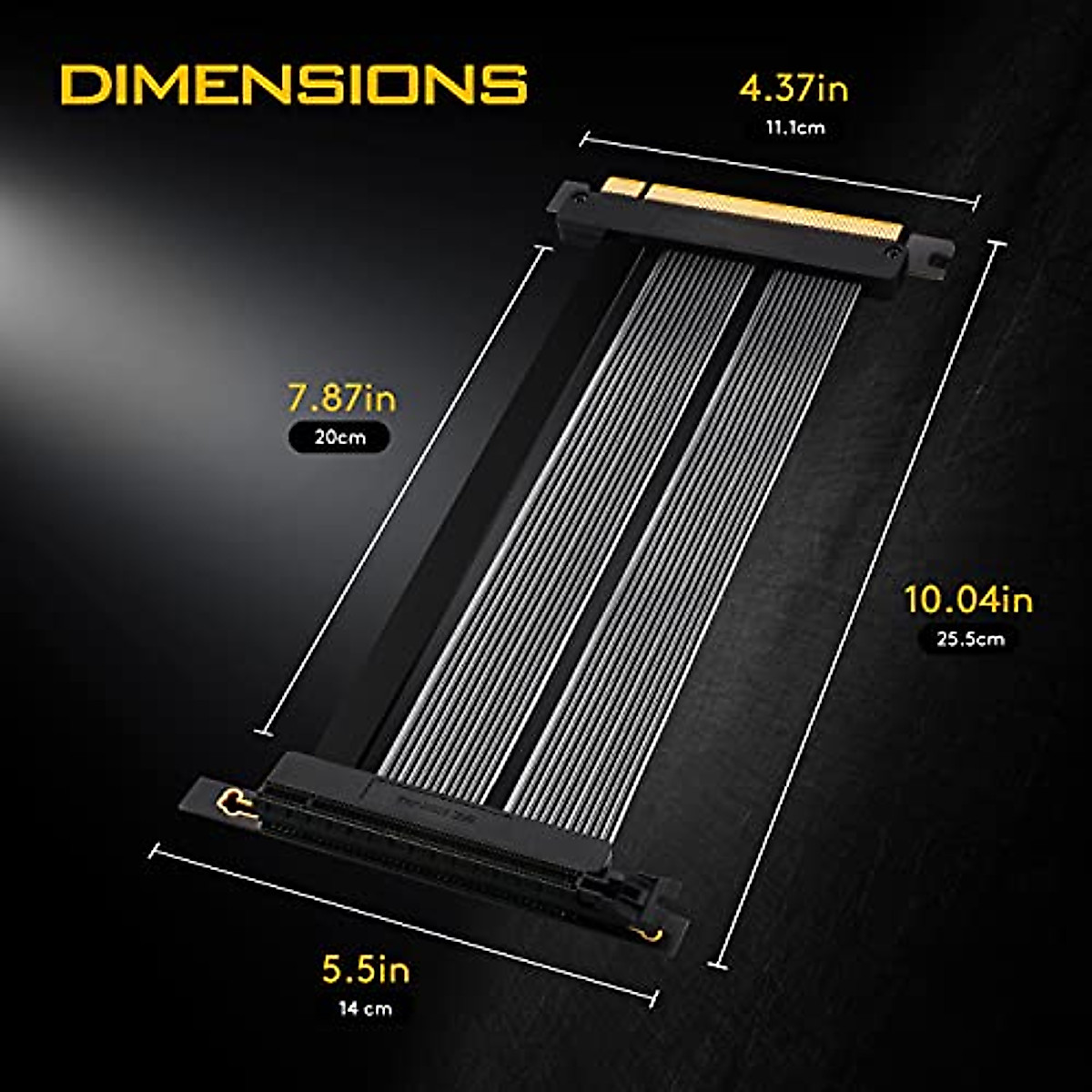 EZDIY-FAB [20cm] PCIE 4.0 16x Extreme High Speed Riser Cable PCI Express Port GPU Extension Card-Right Angle Connector