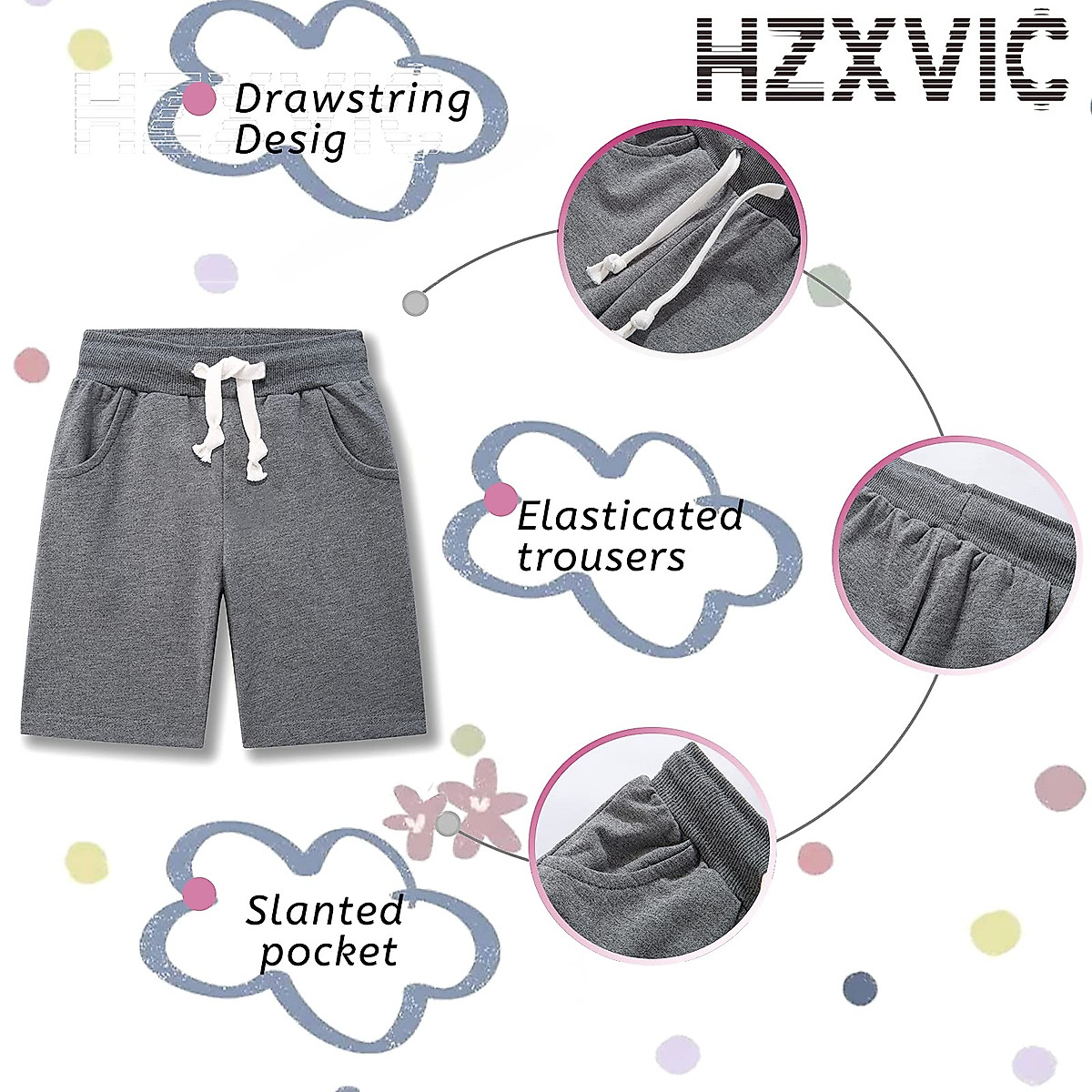 HZXVic Toddler Baby Boys Shorts, Summer Cotton Shorts for Kids Girls, 3 Pack Childrens Jogger Pants（Light Dark gray-3T）