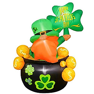 Bunny Chorus 5.3 Ft Inflatable Leprechaun with LED Lights St Patrick's Day Inflatables Outdoor Decorations Irish Themed Inflatable Gnome for Home Indoor Outdoor Yard Lawn Garden