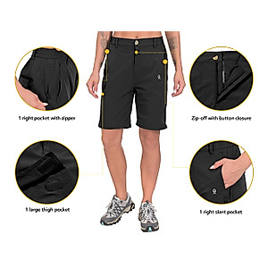 Little Donkey Andy Women's Stretch Convertible Pants, Zip-Off Quick-Dry Hiking Pants Black Size M