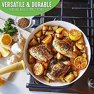 GreenLife Soft Grip Healthy Ceramic Nonstick, 7" and 10" Frying Pan Skillet Set, PFAS-Free, Dishwasher Safe, Yellow